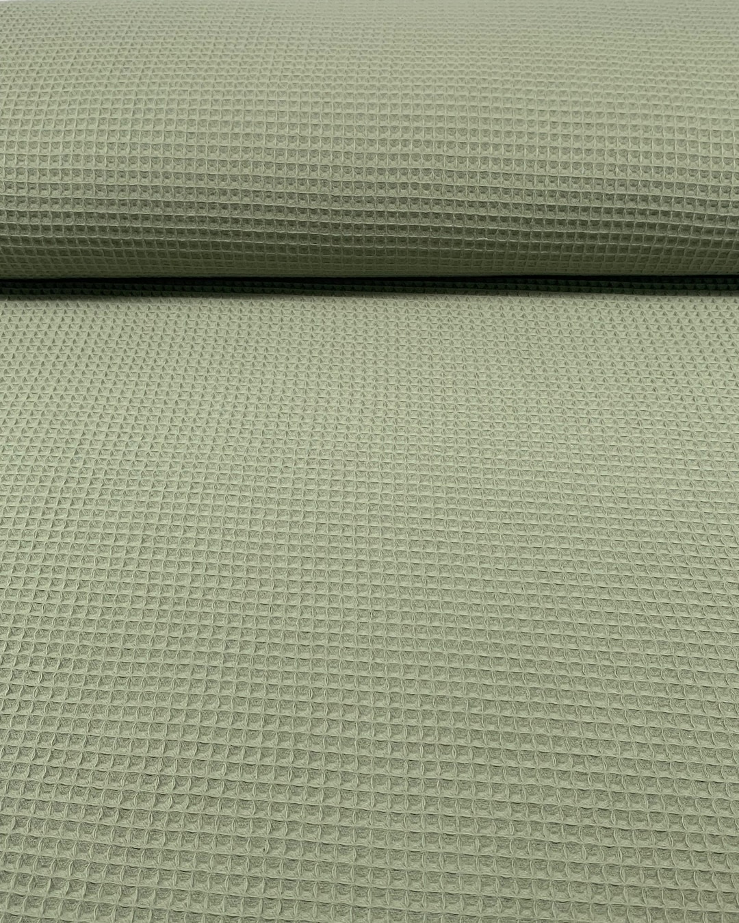 Waffle Cotton Fabric, Waffle Piqué Uni Old Green, Waffle Wave Fabric ...