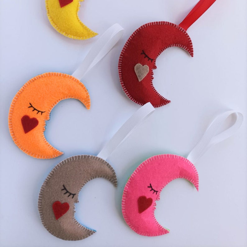Moon Felt Ornaments | Handmade Home Decoration - Etsy