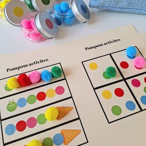 Montessori Pompom Sorting Game: Color Matching & Fine Motor Toy - Etsy