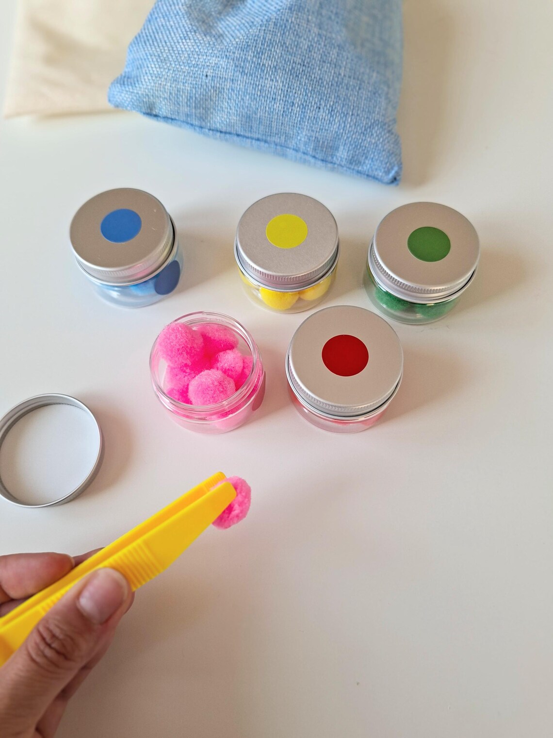 Montessori Pompom Sorting Game: Color Matching & Fine Motor Toy - Etsy
