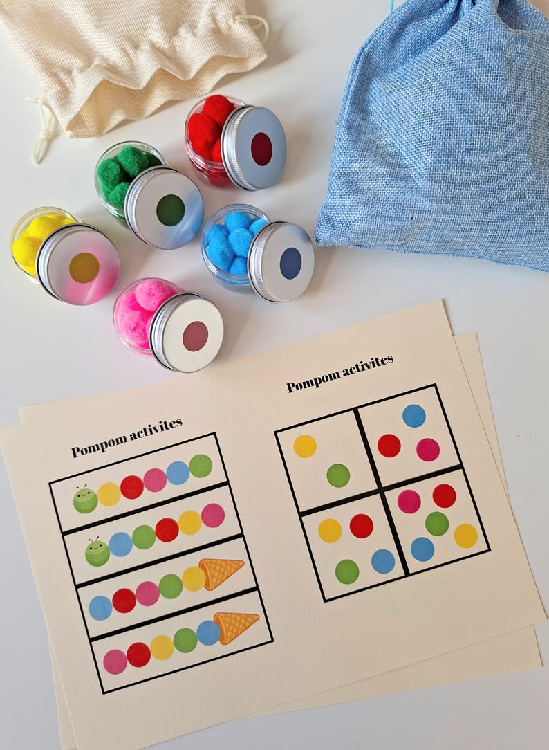 Montessori Pompom Sorting Game: Color Matching & Fine Motor Toy - Etsy