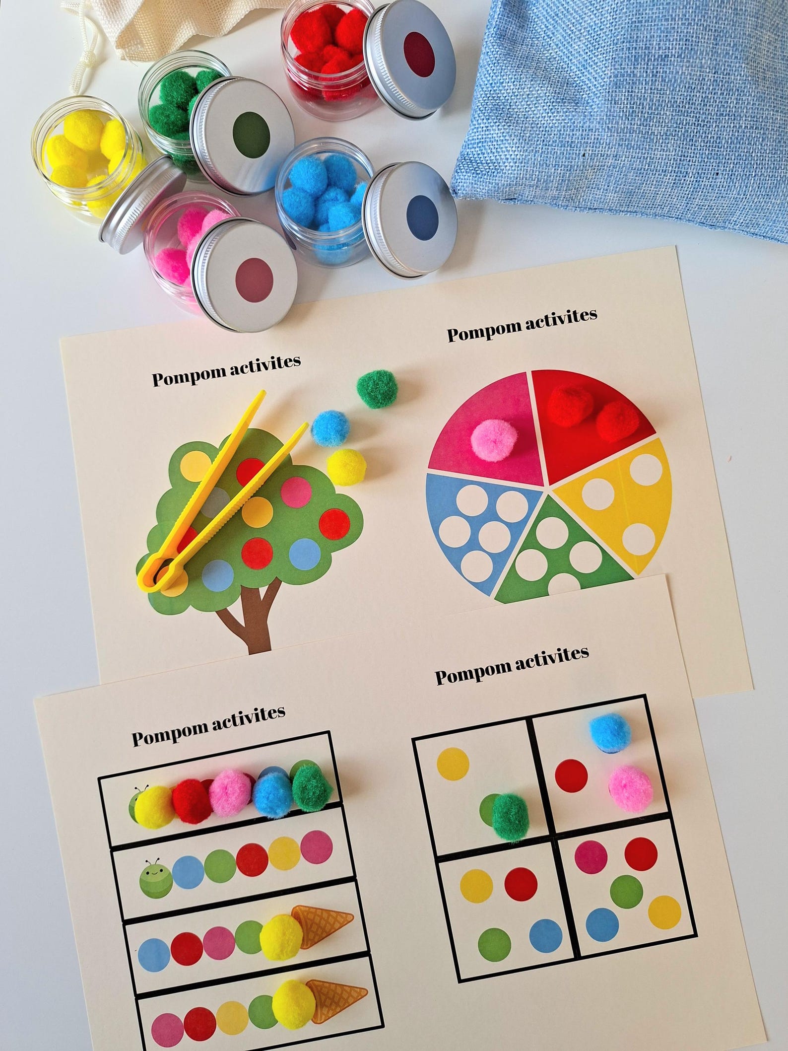 Montessori Pompom Sorting Game: Color Matching & Fine Motor Toy - Etsy