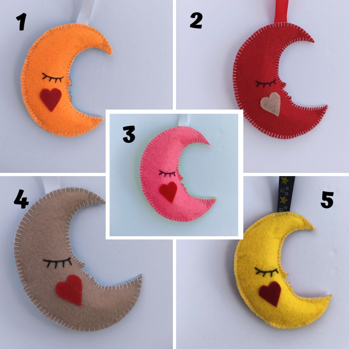 Moon Felt Ornaments | Handmade Home Decoration - Etsy
