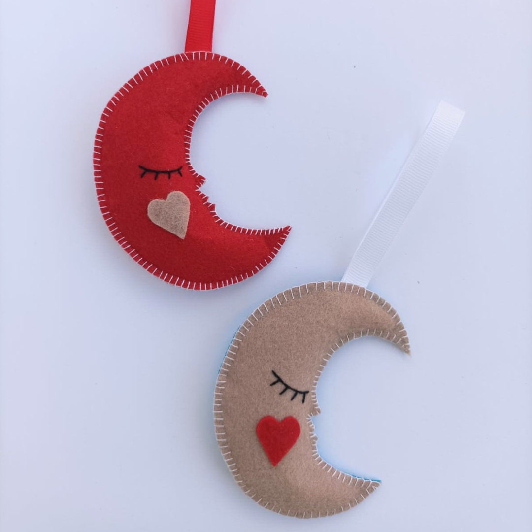 Moon Felt Ornaments | Handmade Home Decoration - Etsy