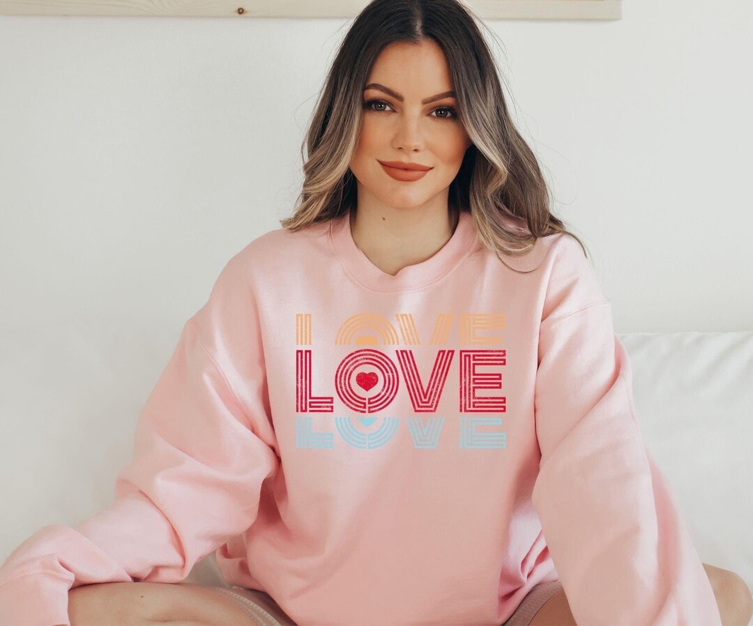 Love Retro Glitter Graphic T-shirt and Sweatshirt, Glitter Shirt, Love ...