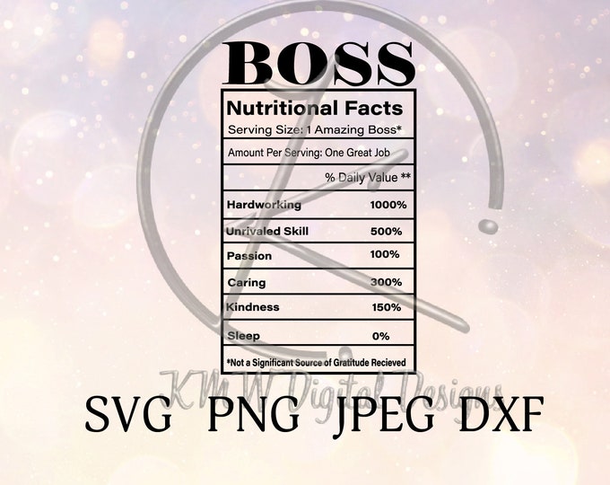 Boss Nutritional Label SVG PNG JPEG Dxf - Etsy