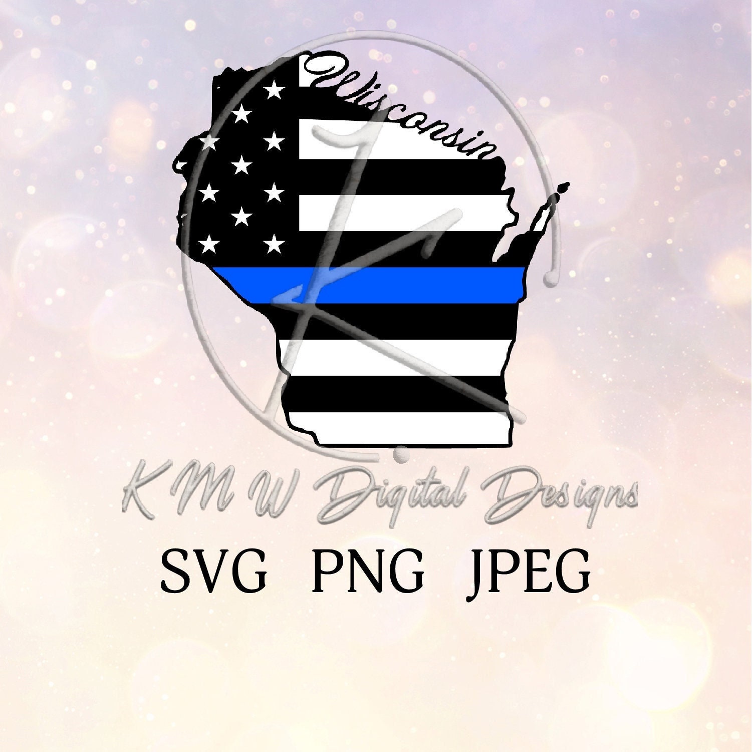 Blue Line Wisconsin Flag SVG PNG JPEG - Etsy