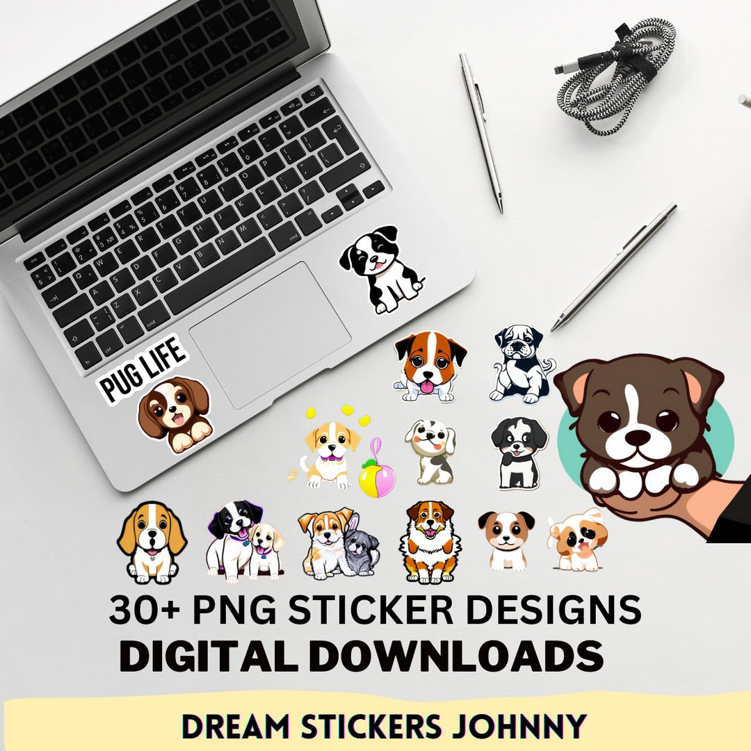 Cute Puppy Stickers Print and Cut Digital PNG PDF Stickers - Etsy