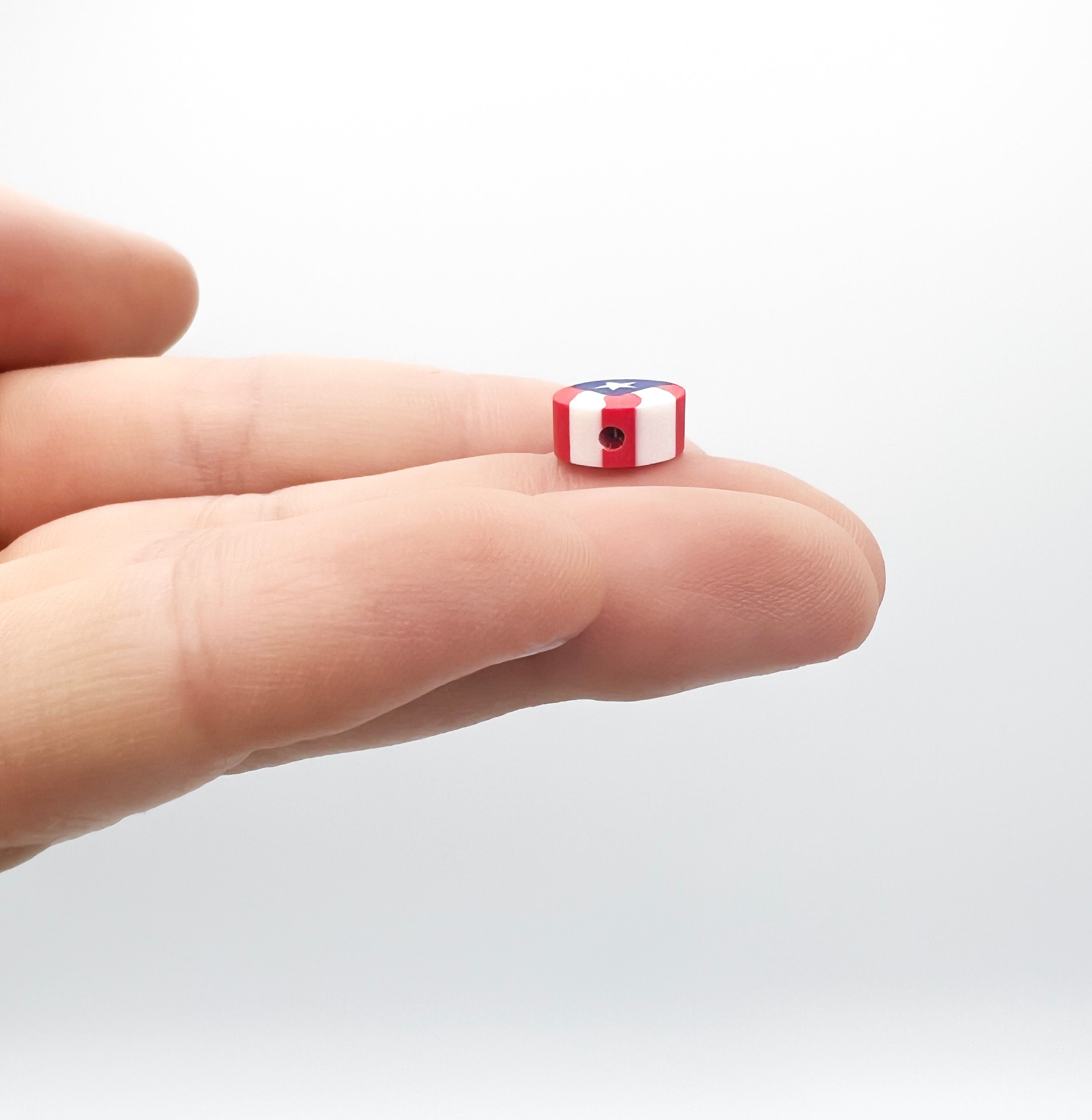 Clay Puerto Rican Flag Bead Polymer Clay Bead Puerto Rico Flag Jewelry ...