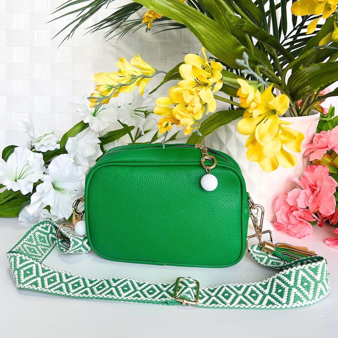 Green Crossbody Bag Green and White Strap Purse Green Strap Green Golf ...