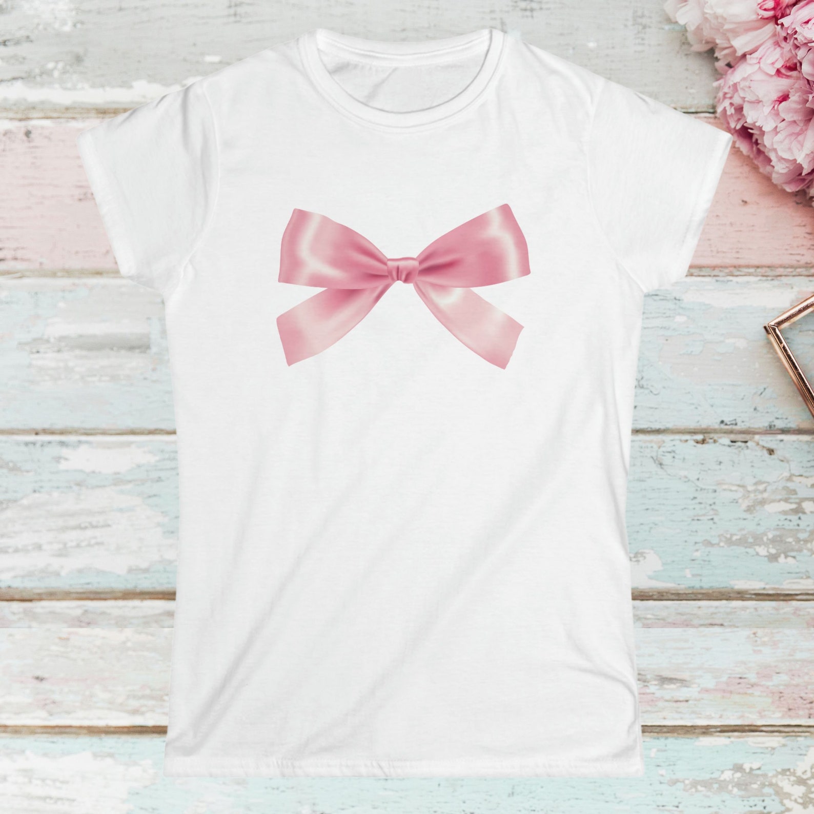 Coquette Pink Bow Tee Coquette Aesthetic Bow Shirt Coquette Shirt Pink Ribbon Top Pink Bow ...
