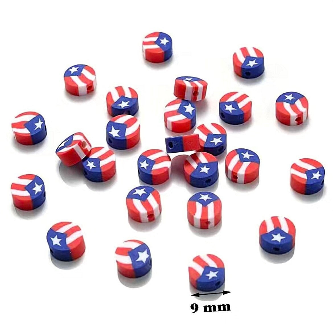 Clay Puerto Rican Flag Bead Polymer Clay Bead Puerto Rico Flag Jewelry ...