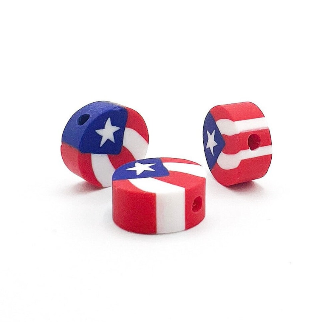 Clay Puerto Rican Flag Bead Polymer Clay Bead Puerto Rico Flag Jewelry ...