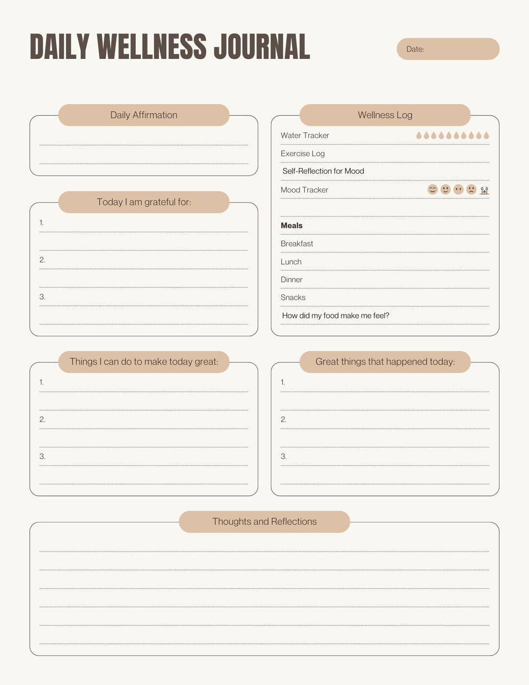 Daily Wellness Journal - Etsy