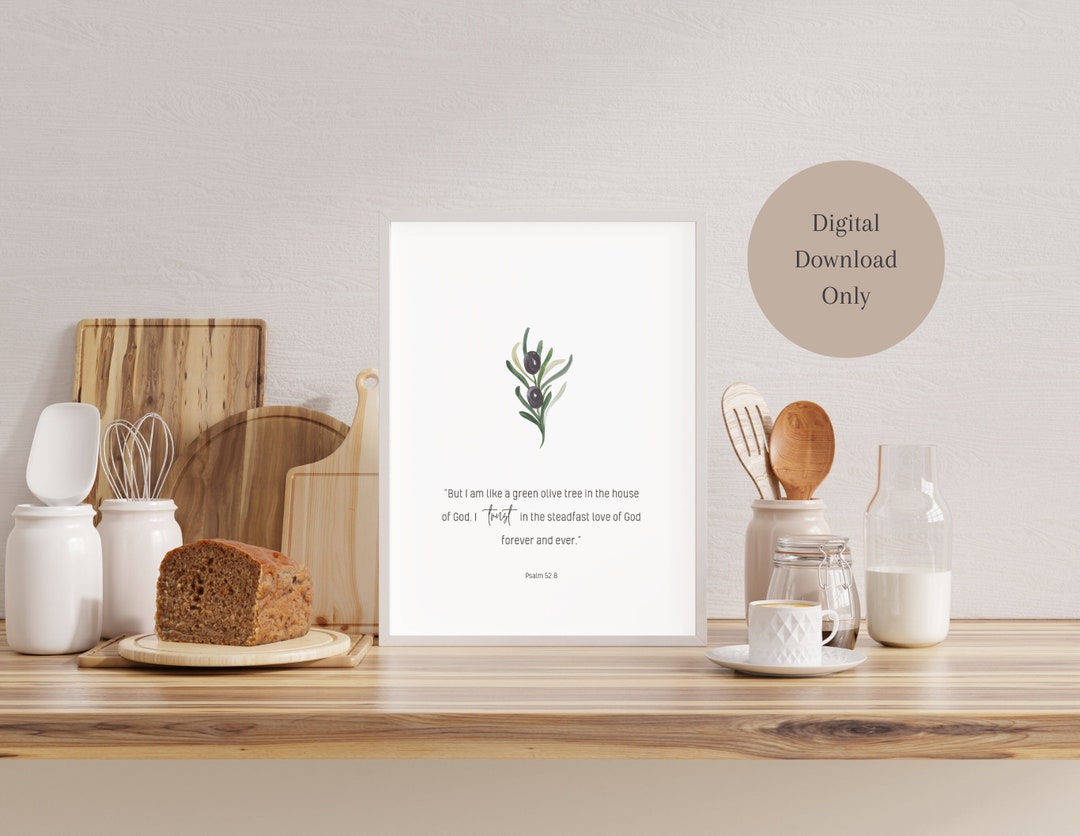 Psalm 52:8 Olive Branch Bible Verse Wall Art | Christian Home Decor ...