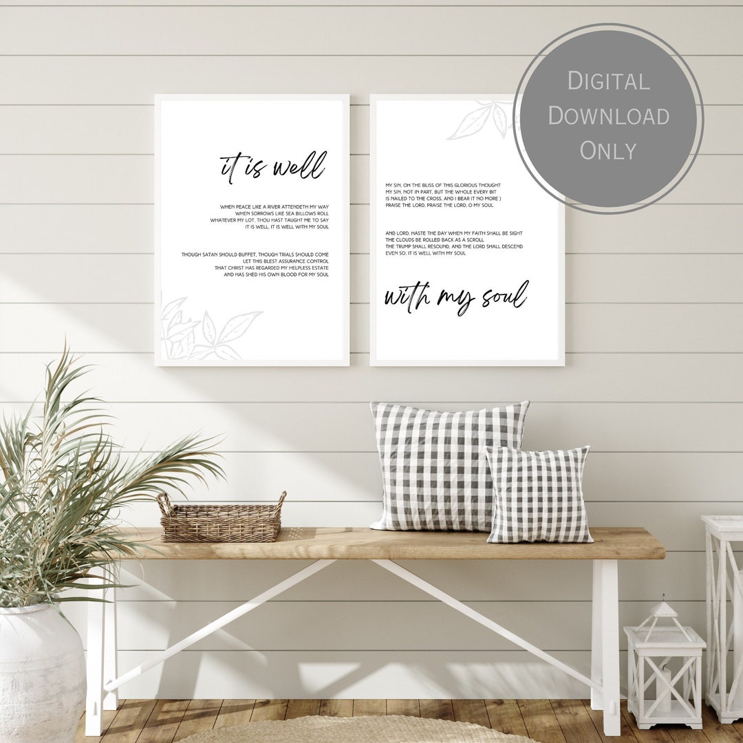 It is Well Hymn Wall Art | Christian Home Decor | Christian Song Lyrics ...