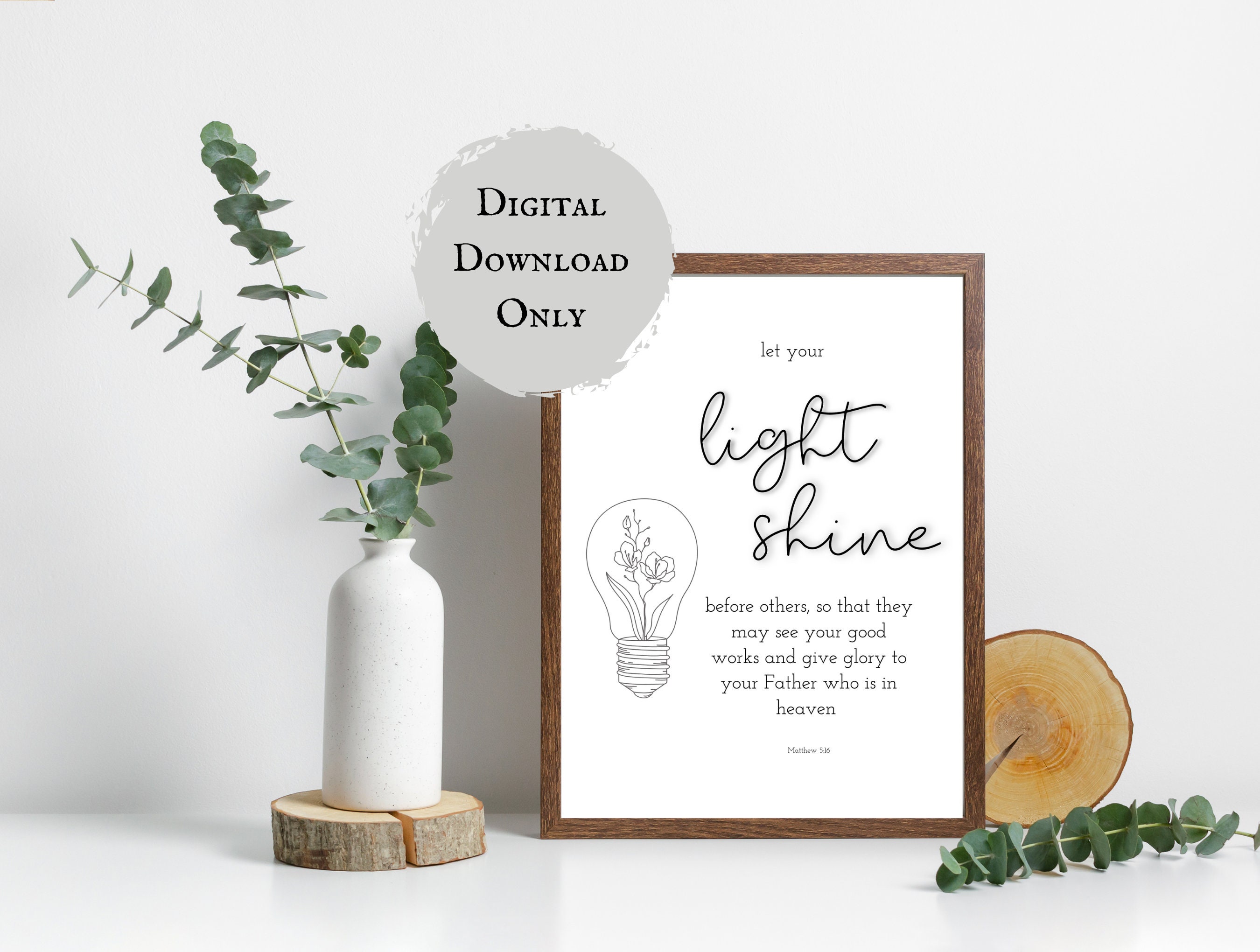 Matthew 5:16 Wall Art Bible Verse Digital Print Scripture Design ...