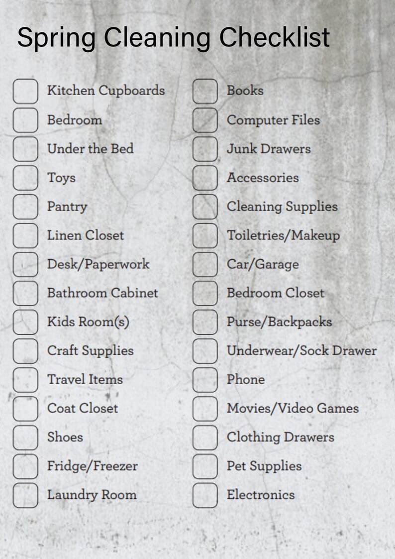 Spring Cleaning Checklist - Etsy