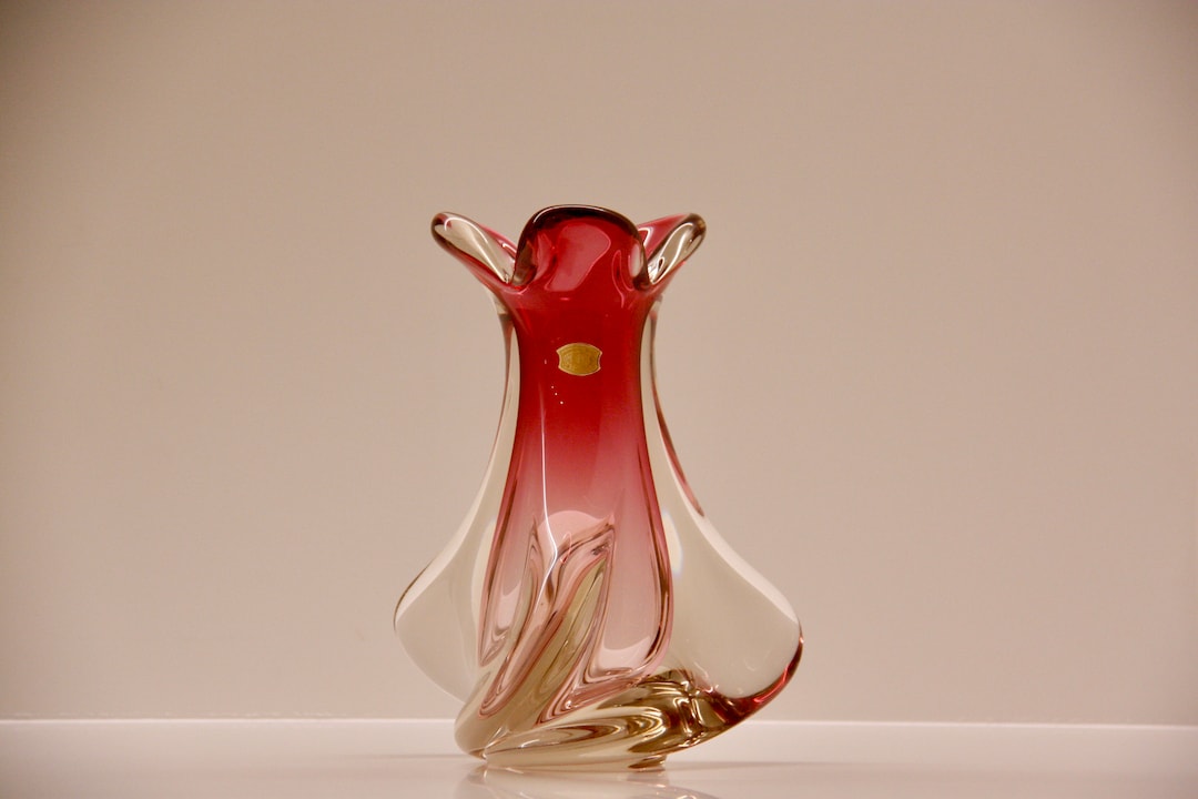 Raspberry Crystal Val Saint Lambert Vase From 1950-60 - Etsy