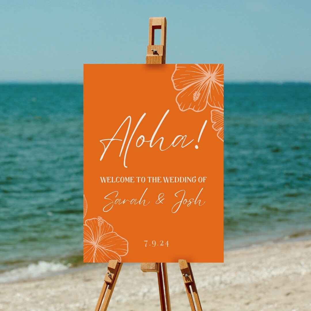 Tropical Wedding Welcome Sign, Luau Bridal Shower Welcome Sign ...