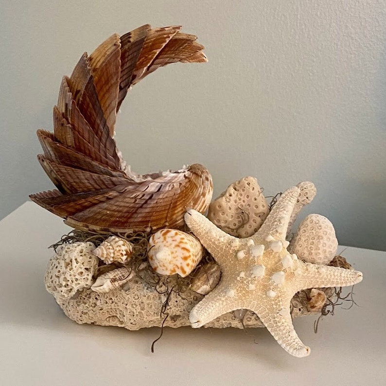 Ocean Wave Made With Cockle Shells on Decorated Coral - Etsy