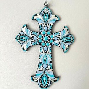 Dot Mandala Wooden Cross Ornament Hand Painted, Painted Cross Wall ...