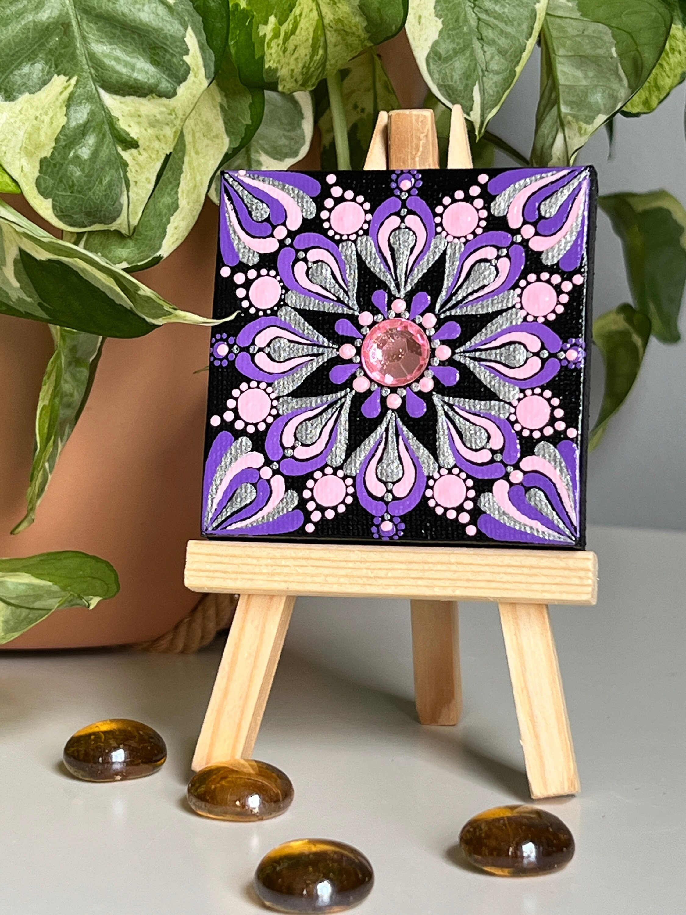 Square Hand-painted Mini Canvas Mandala Dotting Fridge Magnet - Etsy