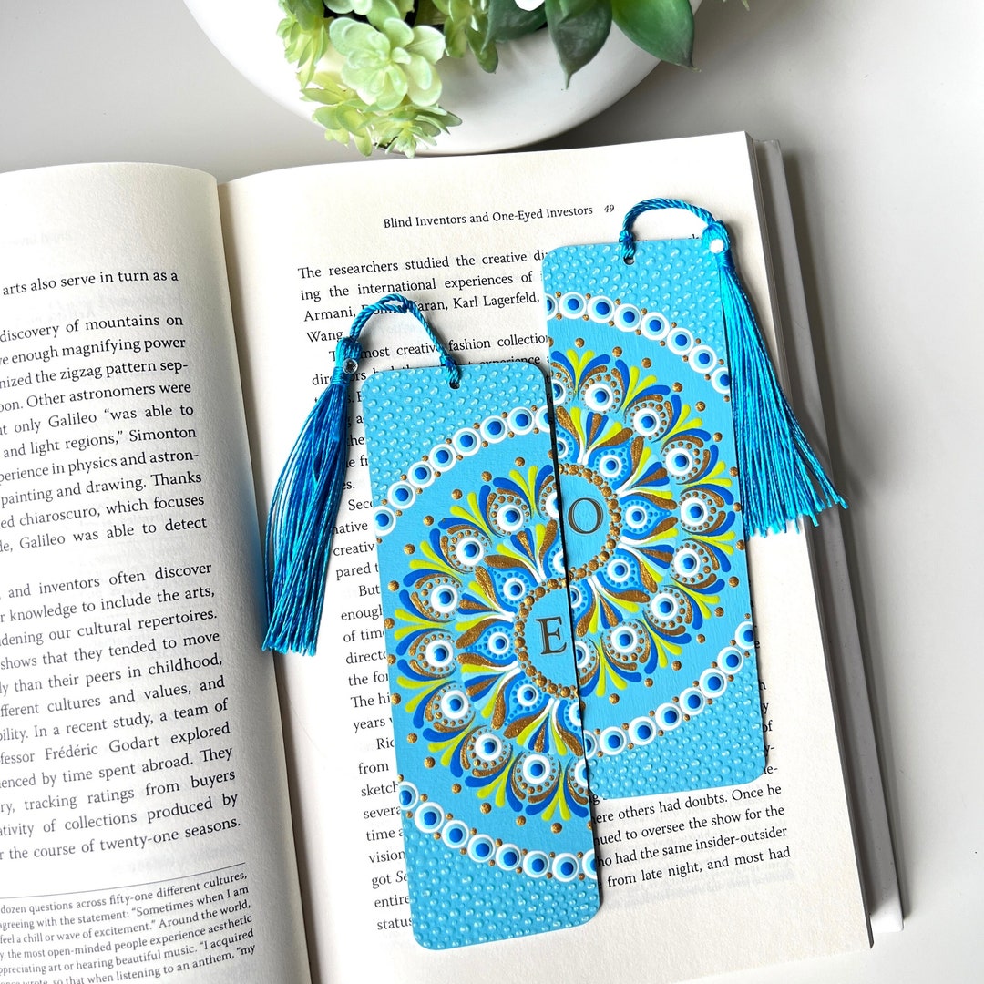 Personalized Initial Dot Mandala Bookmarks Set of 2 Hand Painted ...