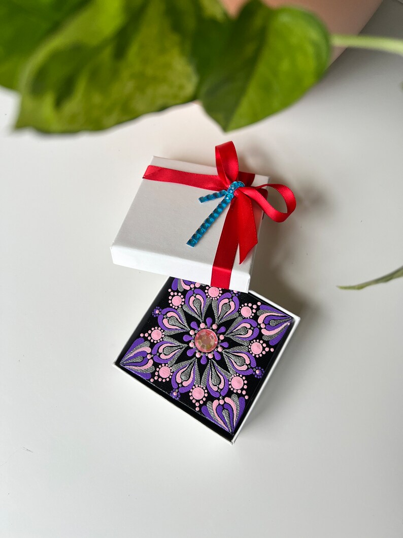 Hand-painted Magnet Mandala Dotting Art Fridge Magnet Mini Canvas Hand ...
