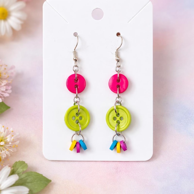 Whimsical Button Earrings - Etsy