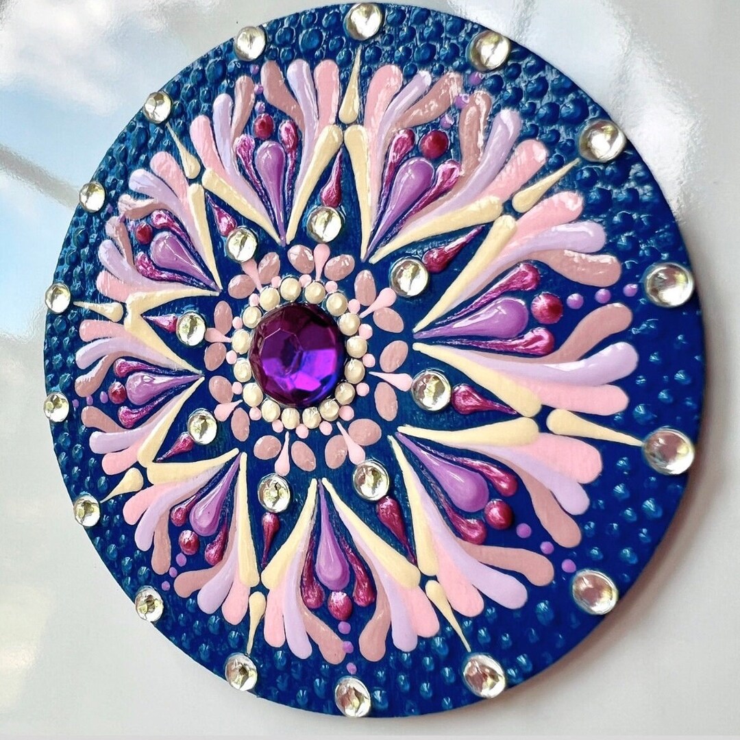Hand-painted Magnet Mandala Dot Art Fridge Magnet Round Hand Painted ...