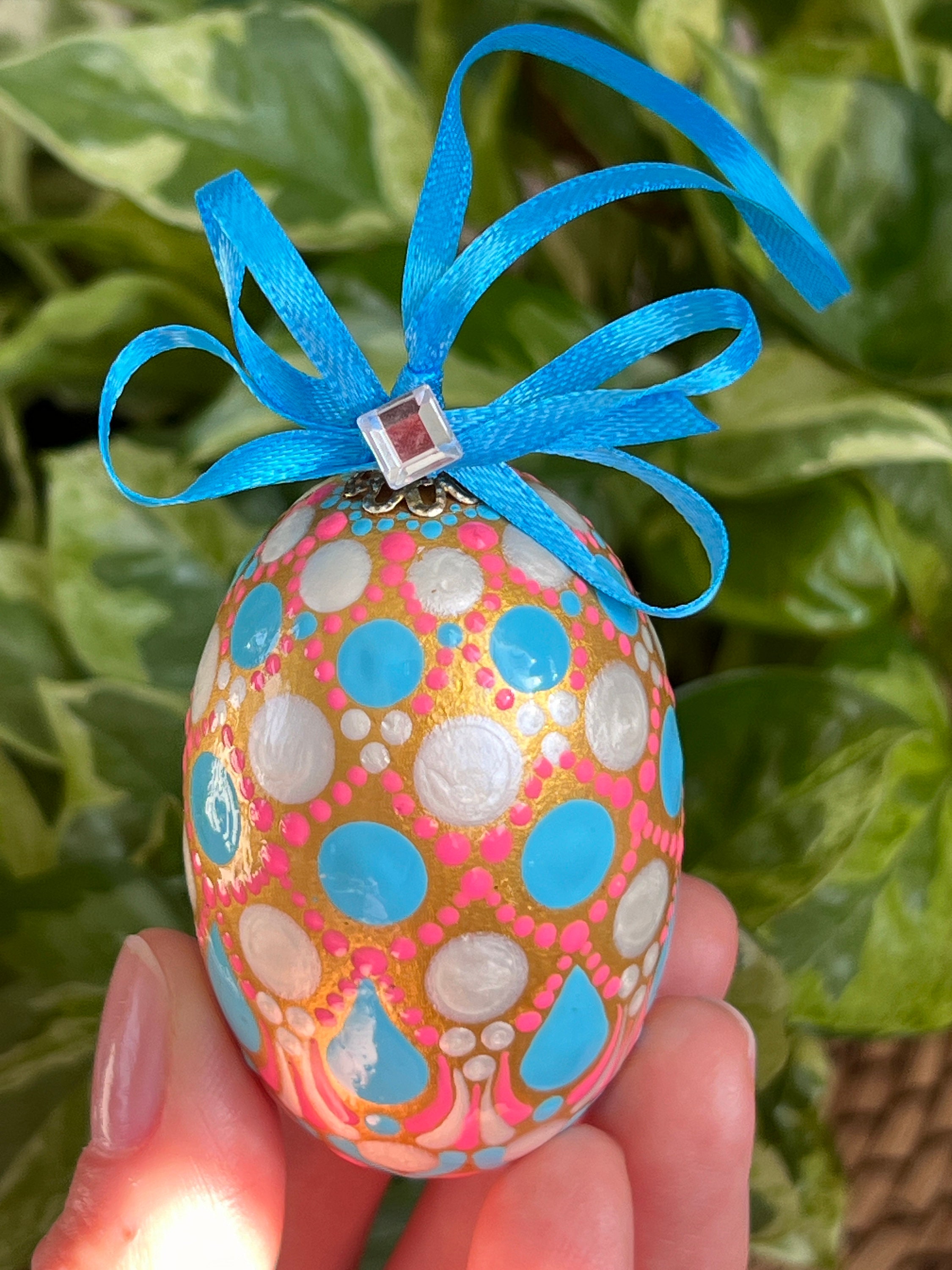 Mandala Dot Art Easter Egg Ornament, Vintage Style Wooden Egg, Folklore ...