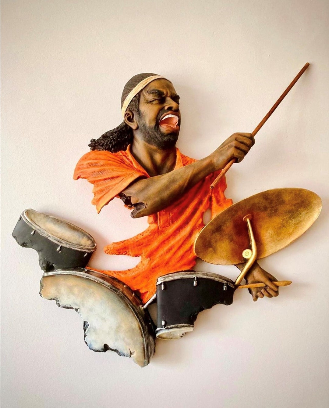 Drummer Statue, Wall Hanging Statue of Man Playing Drum Kit,karaoke ...