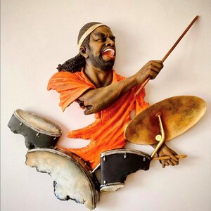 Drummer Statue, Wall Hanging Statue of Man Playing Drum Kit,karaoke ...
