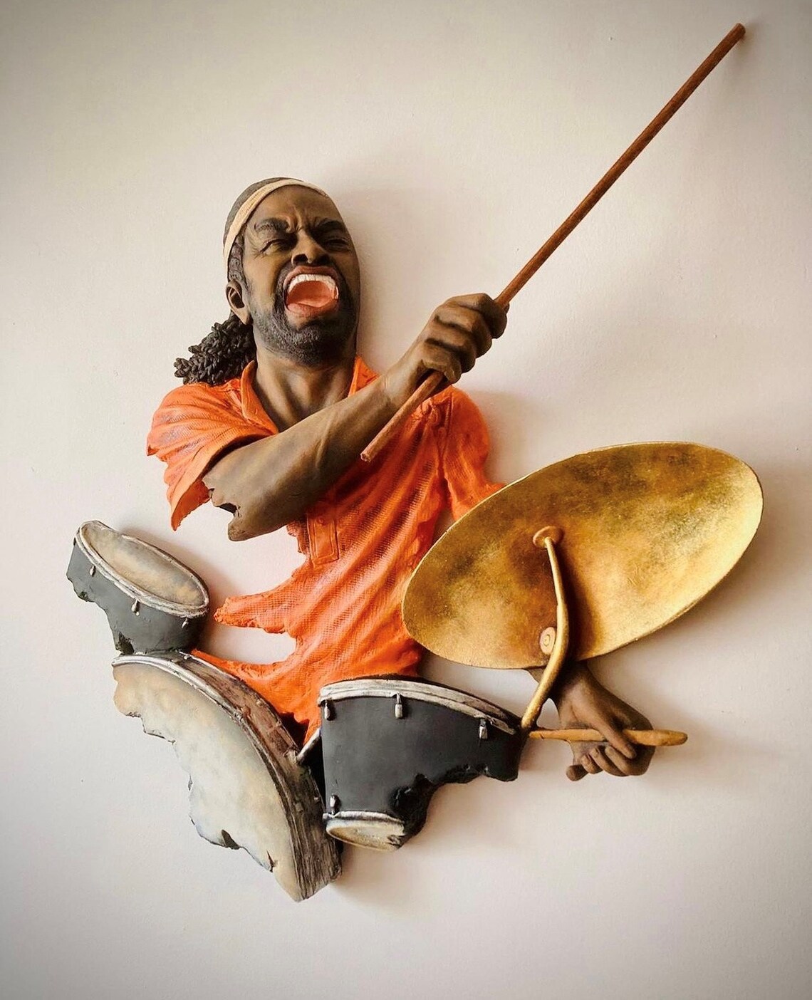 Drummer Statue, Wall Hanging Statue of Man Playing Drum Kit,karaoke ...