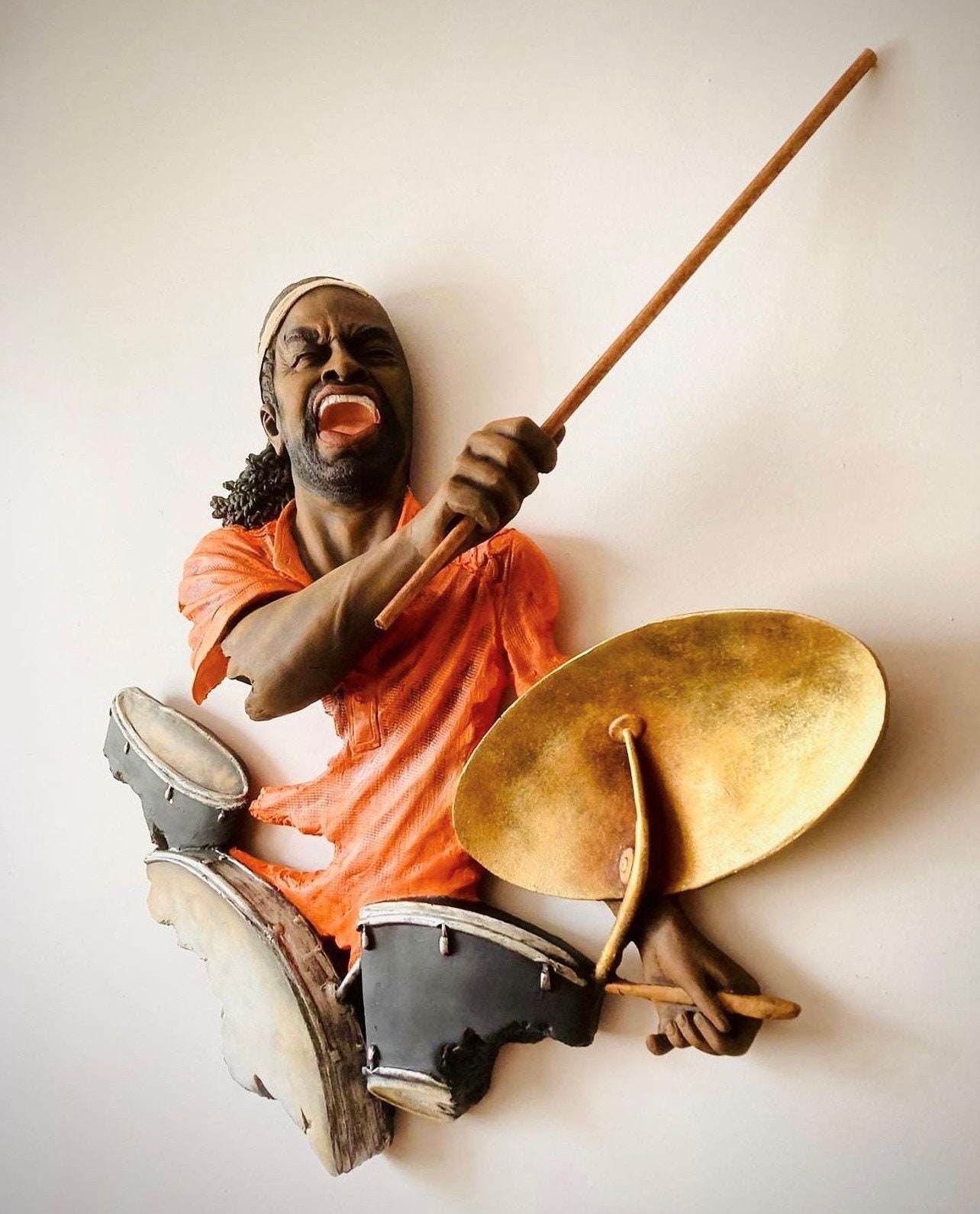 Drummer Statue, Wall Hanging Statue of Man Playing Drum Kit,karaoke ...