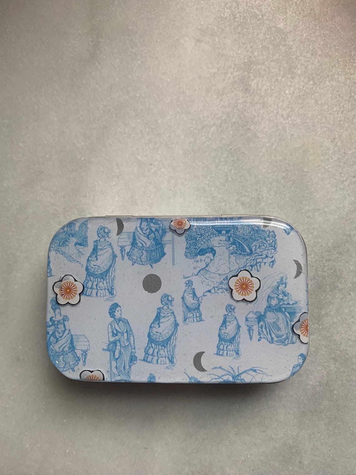Collaged Resin Sealed Flip-top Tins | Unique Storage Containers ...