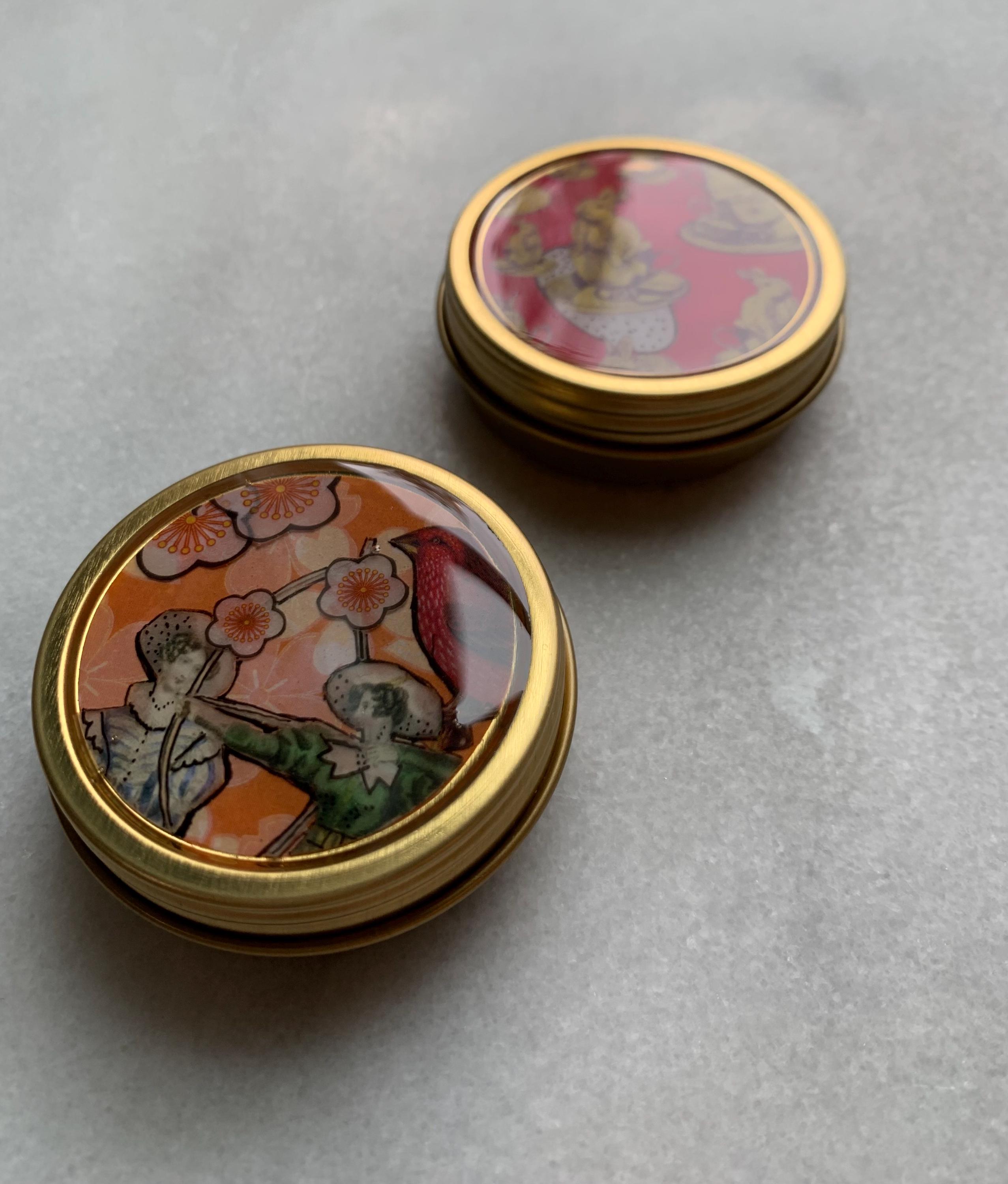Handmade Collaged Resin Gold Screw-top Tins | Unique Storage Containers ...