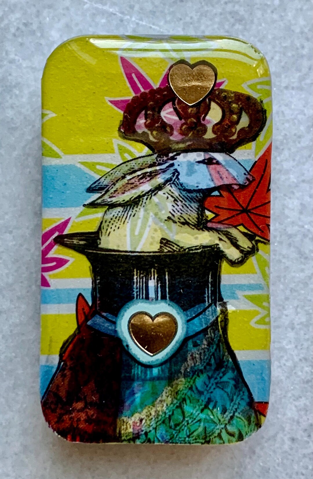 Collaged Resin Sealed Slide-top Tins | Unique Storage Containers- Queen ...