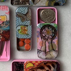 Collaged Resin Sealed Flip-top Tins | Unique Storage Containers ...