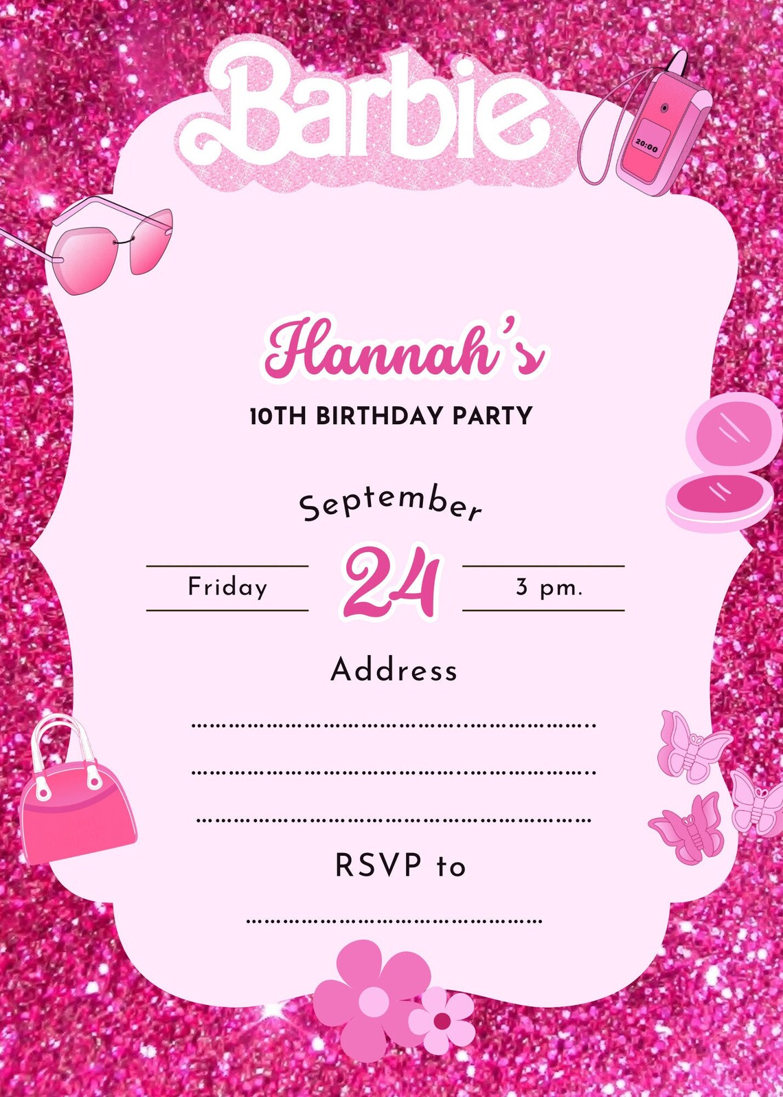 Personalised Barbie Birthday Party Invitation - Etsy