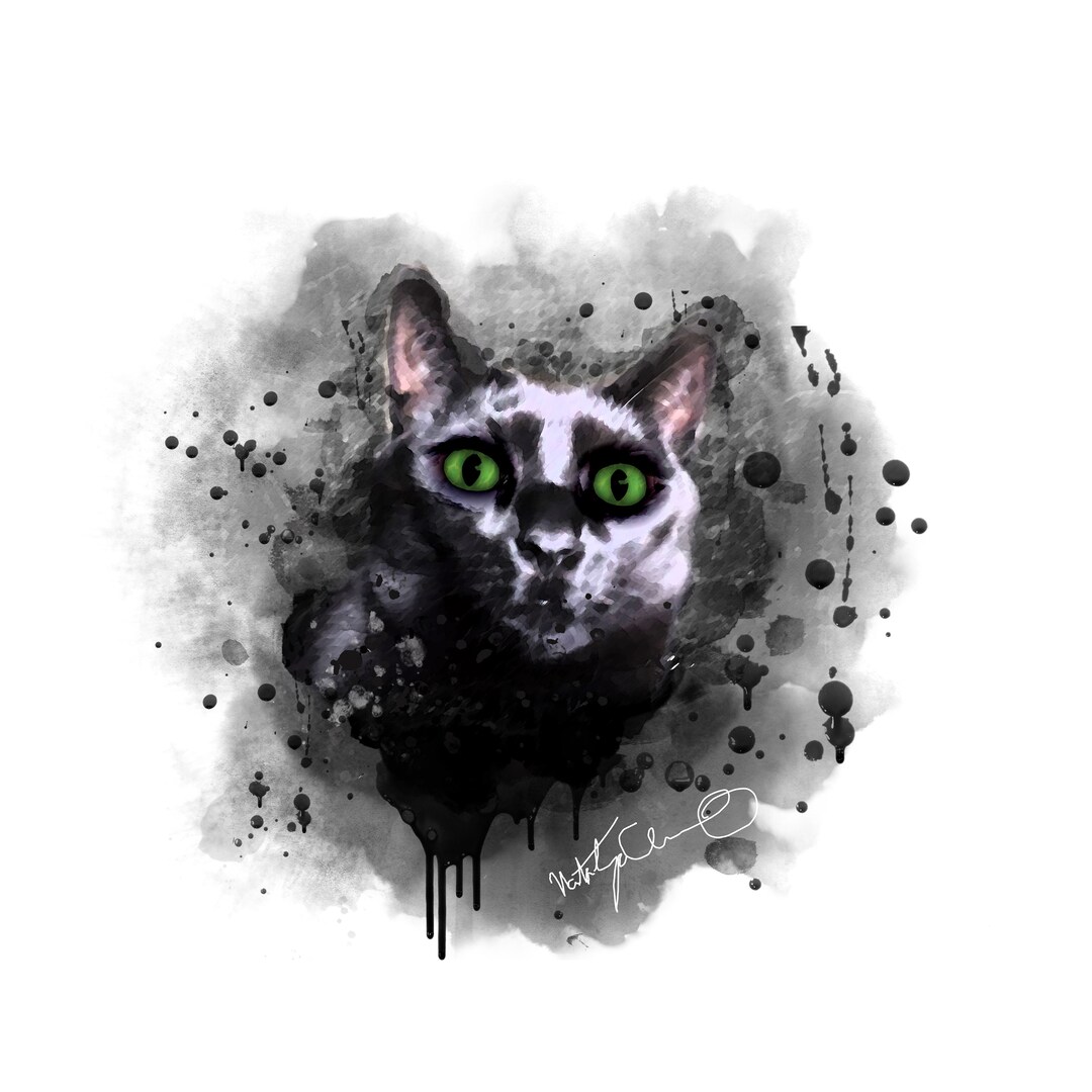 Black Cat Ink Splat - Digital Download - Etsy