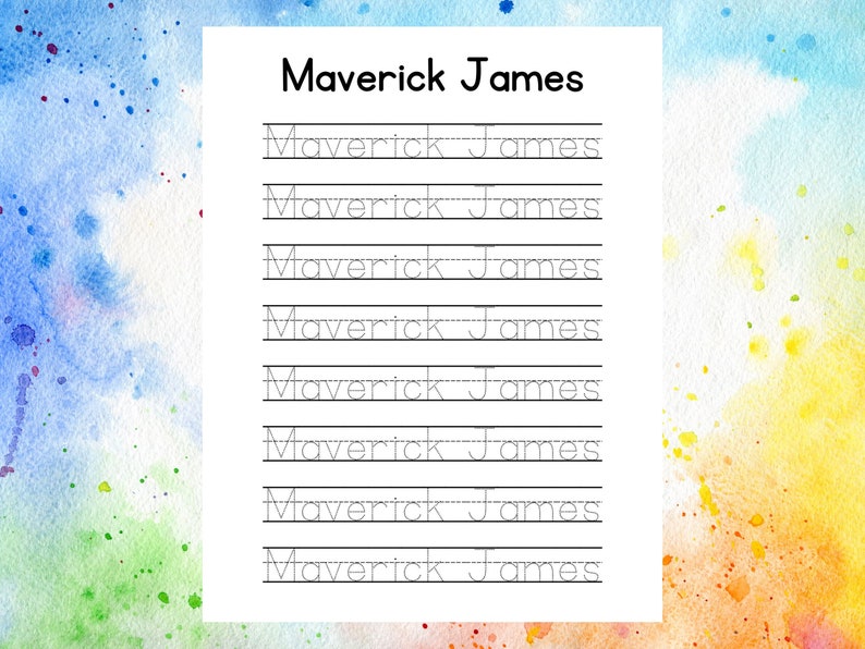 Printable Personalized Custom Name Tracing Worksheets for Kids Writing ...