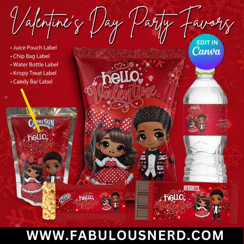 Valentine's Day Party Favor Bundle, Printable Decor (canva Template) - Etsy