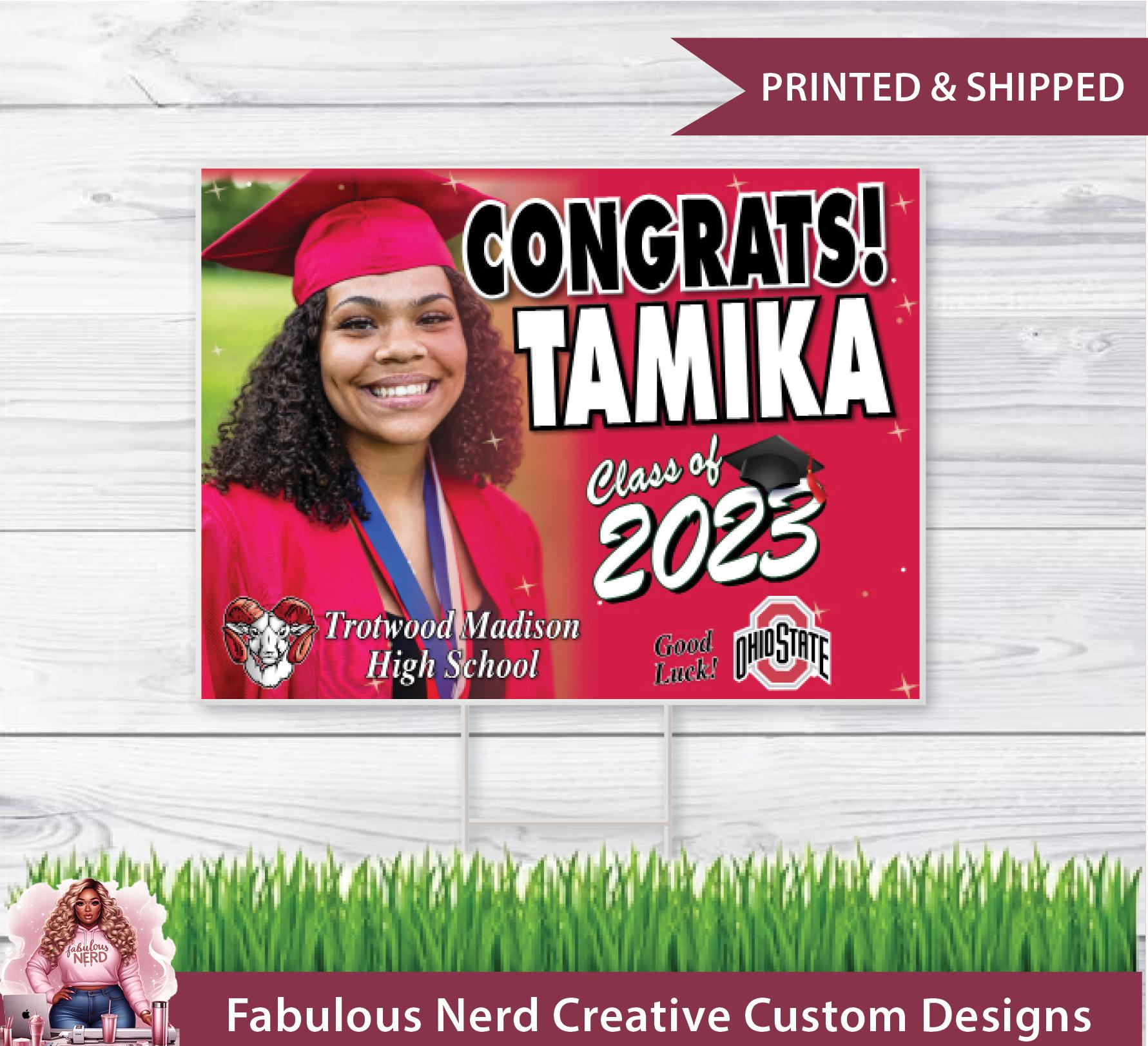 Custom Graduation Yard Sign 24”x18” – Senior Photo, School Colors - Etsy