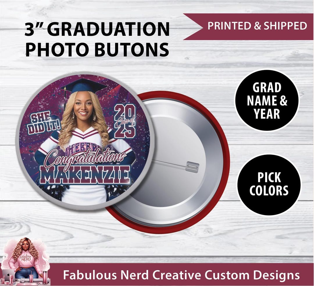 Graduation Custom Photo Button Pins - Graduation Favors - Etsy