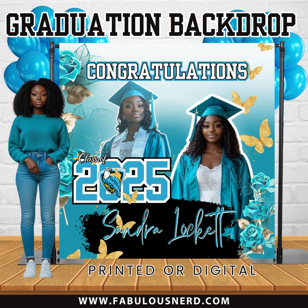 Custom Teal Graduation Party Backdrop - Digital File or Printed and ...
