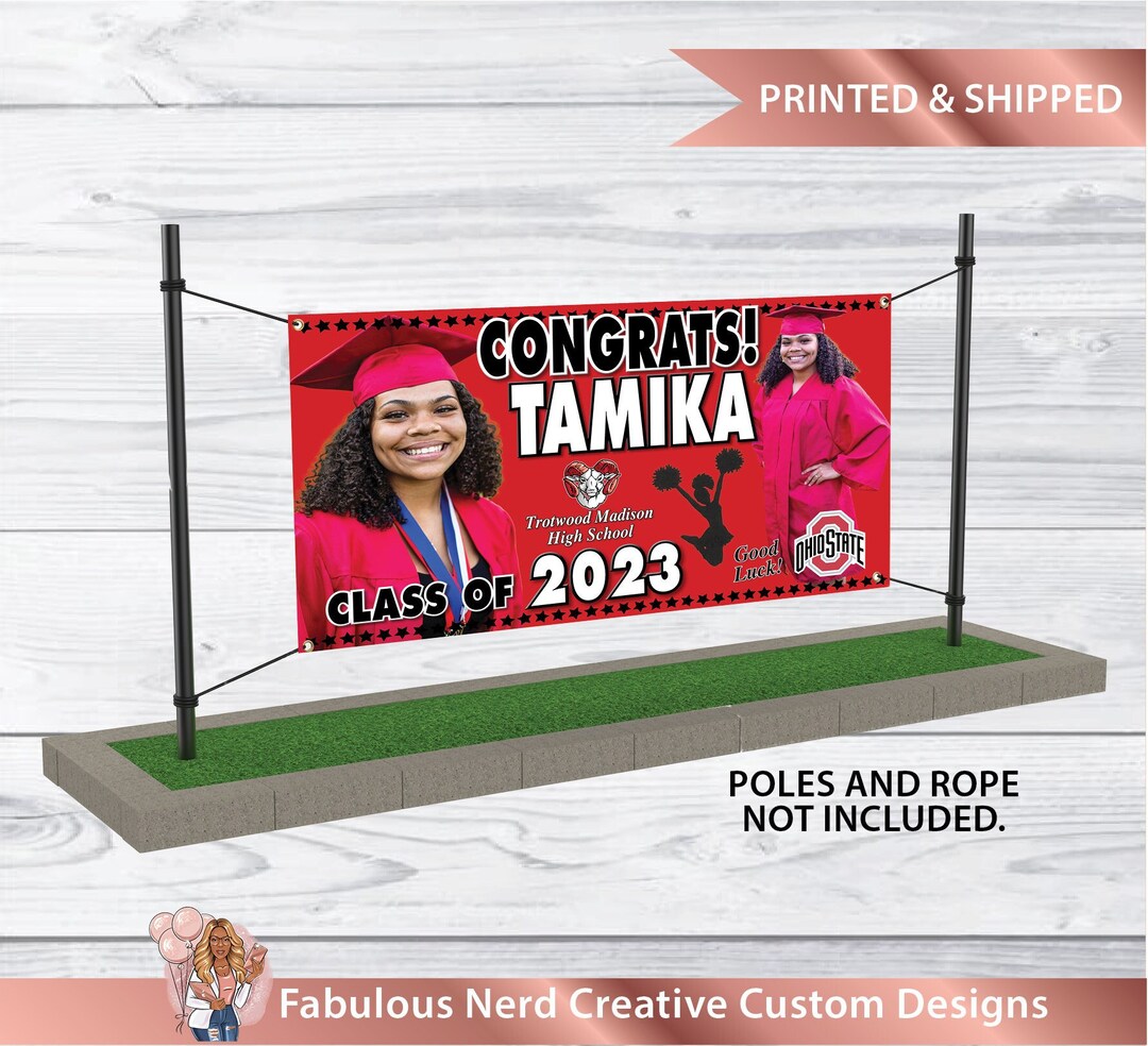 Custom Graduation Outdoor Banner poles & Ropes Note Included - Etsy