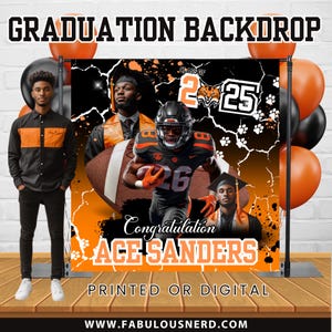 Custom Orange Graduation Party Backdrop - Digital File or Printed and ...