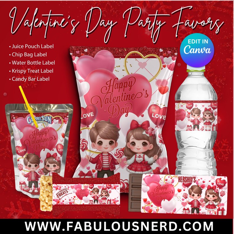 Valentine's Day Party Favor Bundle, Printable Decor (digital Download ...